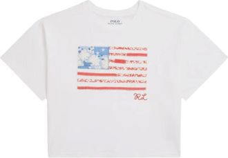 Polo Ralph Lauren Femme, Tops, Blanc, Taille: 38 FR Flag Cotton Jersey Tee
