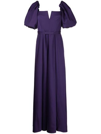 Alberta Ferretti robe longue pliss&eacute;e &agrave; manches bouffantes - Violet