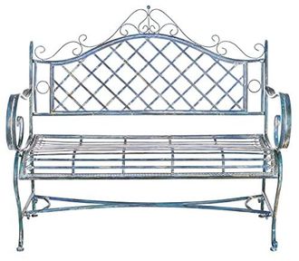 Safavieh Metall Au&szlig;en-Bank, Moosblau, 50 x 116 x 102 cm