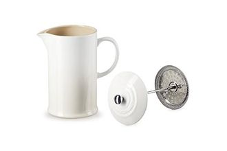 LE CREUSET Le Creuset Cafeti&egrave;re avec Piston en Inox, 1 L, C&eacute;ramique, Meringue
