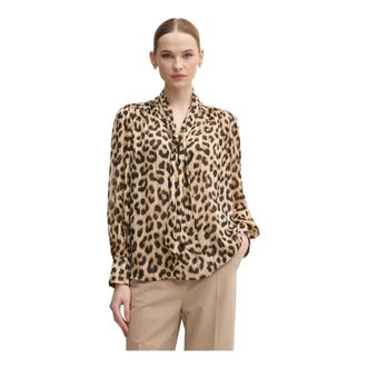 Oui Bluse mit Animal-Print und Schleifenkragen - - Blouses & Shirts - Damen - Mehrfarbig - XS