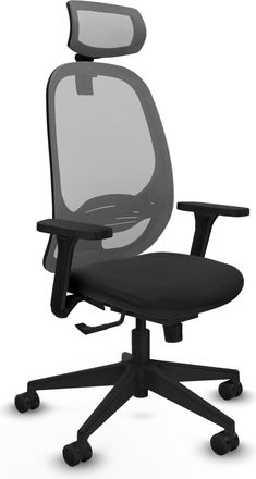 Piqueras y Crespo Stuhl aus Pc mit Armlehnen aus schwarzem Netzgewebe mit 3D-Armlehnen, h&ouml;henverstellbarer Lendenwirbelst&uuml;tze und h&ouml;henverstellbarem Kopfteil, in der H&ouml;