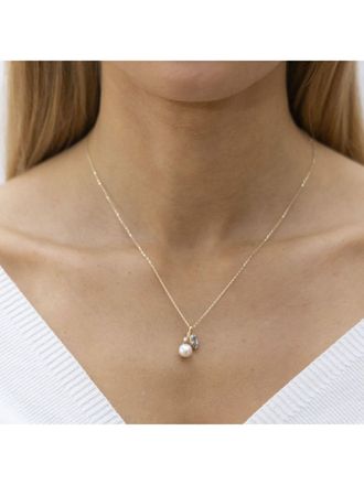 Fascination by Ellen K Halskette 375 Gold mit Blautopas (beh.), Perle wei und Zirkonia