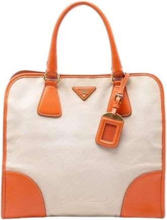 Prada Pre-owned Canvas Satchel - - Pre-owned - Damen - Beige - ONE SIZE