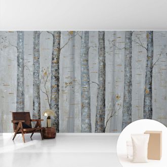 Tulup Tapete Vliestapete Mit Kleber - Wanddekoration Wohnzimmer - Tapete Schlafzimmer Birkenb&auml;ume 416x254 Cm