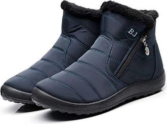 Generic Bottes de neige imperméables pour homme et femme - Doublure en fourrure moelleuse - Chaudes - Grande taille - Coupe large - Bout rond - Bottes plates 