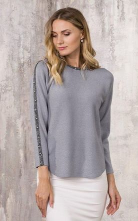 Passioni Strickpullover aus Glitzergarn mit Perlen Oversized