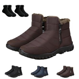 Generic Bottes de neige imperm&eacute;ables pour homme - Bottines thermiques l&eacute;g&egrave;res avec doublure en fourrure pour la randonn&eacute;e et le quotidien, marron, 42 2/3 EU