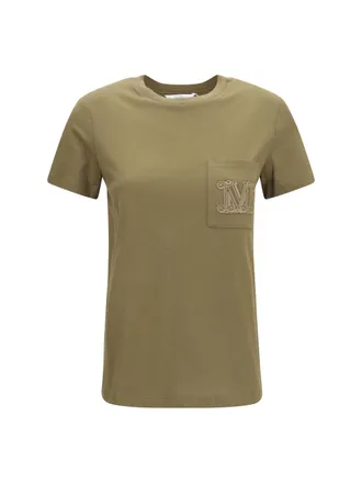 Max Mara Womens T-Shirt Papaia Dark Khaki Cotton Top