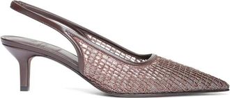 Brunello Cucinelli Femme, Chaussures, Brun, Taille: 37 EU Pointed Sling Back Medium Heel
