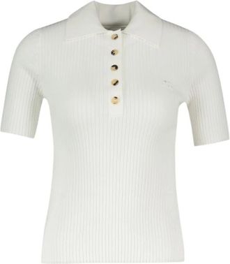 Courr&egrave;ges Femme, Tops, Blanc, Taille: 36 FR Polo Signature en Coton
