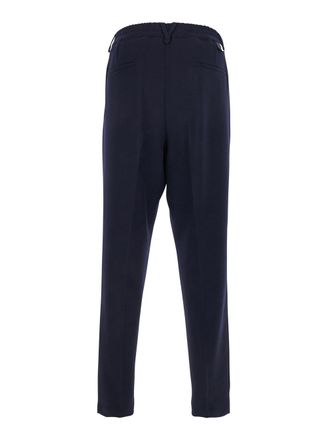 low brand Mens Blue Pants With Elastic Waist Cotton Trousers