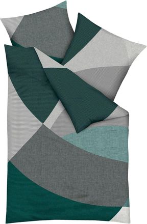 JACK by Kaeppel Fein Biber Bettwäsche 2tlg. Vista Smaragd Grün Abstrakt Verschiedene Größen 100% Baumwolle, Größe:155x220cm Bettwäsche