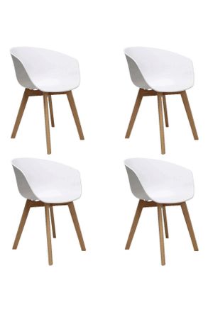 MID.YOU Mid.you Armlehnstuhl-Set, Wei&szlig;, Holz, Kunststoff, Buche, massiv, Uni, konisch, 60x78.5x44 cm, Esszimmer, St&uuml;hle, Esszimmerst&uuml;hle, Esszimmerst&uuml;hle-Set