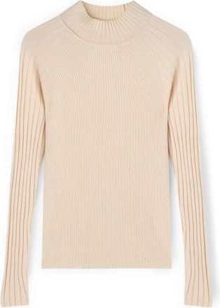 Motivi Femme, Pulls, Blanc, Taille: 42 FR Pull ajust&eacute; &agrave; col roul&eacute; en maille c&ocirc;tel&eacute;e