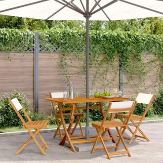 vidaXL Vidaxl - Gartenst&uuml;hle 4 Stk. Klappbar Cremewei&szlig; Stoff und Massivholz
