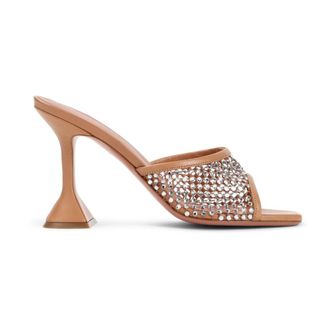 Amina Muaddi Femme, Chaussures, Brun, Taille: 36 1/2 EU Sandales Marron avec Cristaux