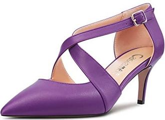 Castamere Aiguille Mi Talon Heel Pointu Bout Lanières Croisées Escarpins Mariage Party 6.5 CM Heels Violet Matte A 44 EU