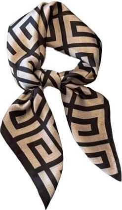 Alexis Leroy Foulard Femme Simili-Soie 70x70cm Carr&eacute; Multifonction Col/T&ecirc;te/Sac R&eacute;tro 2 (Noir)