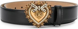 Dolce & Gabbana Femme, Accessoires, Noir, Taille: 80 CM Devotion Belt in Lux Leather
