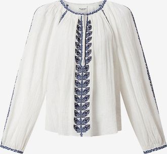 Isabel Marant Top Lena - Femme - &Eacute;cru Et Bleu - Taille 34 - Marant &Eacute;toile