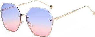 Generic Lunettes De Soleil &Agrave; Monture Large En M&eacute;tal For Femmes, Id&eacute;ales For Les Sorties Ext&eacute;rieur Ou Soir&eacute;es(Blue)