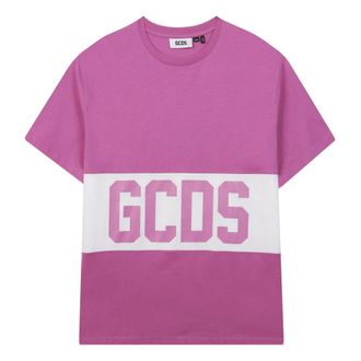 GCDS T-Shirt mit kontrastierendem Logo-Band - - Tops - Herren - Rosa - XS