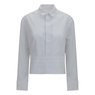 sacai Hemdkragen aus Baumwollpopeline mit G&uuml;rtel - - Blouses & Shirts - Damen - Wei&szlig; - M