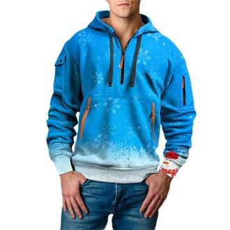 Generic Sweat à capuche imprimé floral 3D pour homme, pull à motif floral dynamique pour jeunes, pull à capuche décontracté pour homme, bleu, 3XL