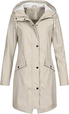 Generic MOKBAY Cire Marin Femme Randonn&eacute;e de Randonn&eacute;e Longue Hiver Mi Saison Protection Blousons Manteau Demi Saison Beige Capuche Impermeable Pliable Cir&eacute; F
