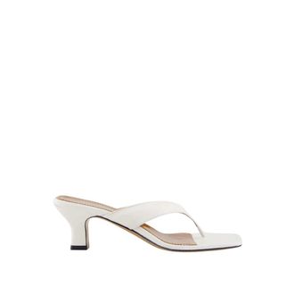 PARIS TEXAS Wei&szlig;e Leder-Pantoletten mit eckiger Zehenpartie - - Shoes - Damen - Wei&szlig; - 36 EU