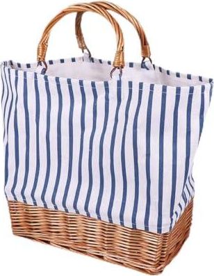 Generic Paquet Cabas en Toile et Rotin Tress&eacute; Paquet &agrave; Main Femme Bleu Ray&eacute; L&eacute;ger et Solide &Eacute;cologique pour Courses et Voyage Simple et Facile &agrave; Nettoyer