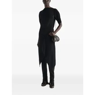 Christophe Lemaire Wool Blend Asymmetric Draped Midi Skirt - Black