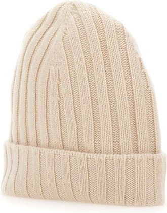 Gran Sasso Homme, Accessoires, Beige, Taille: 50 CM Ribbed Cashmere Beanie