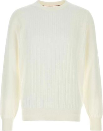 Brunello Cucinelli Homme, Pulls, Blanc, Taille: XL Cotton Sweater