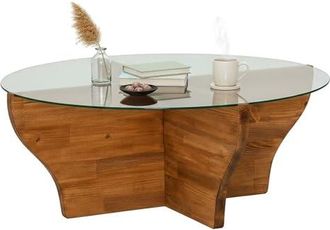 Dmora Couchtisch Almach 92x92x36h cm Braun mit Zeitungsst&auml;nder