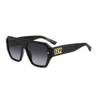 Dsquared2 unisex, Accessoires, Noir, Taille: 58 MM Lunettes de Soleil Flat-Top Audacieuses avec Feuilles dÉrable