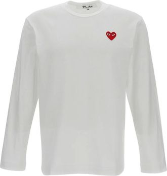Comme Des Gar&ccedil;ons Homme, Tops, Blanc, Taille: XS Red Heart Emblem T-Shirt