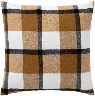 Douceur d'Int&eacute;rieur Kissen, Abnehmbarer Bezug, 45 x 45 cm, Schottenmuster, Kamel, Schottenkaro, Samt