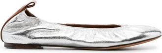 Lanvin Metallic Silver Calf Leather Ballerina Flats - Gr. 36 (EU) - in Wei&szlig;