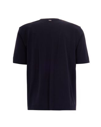 Herno Mens T-Shirt Knit Effect Blue T-Shirts And Polos