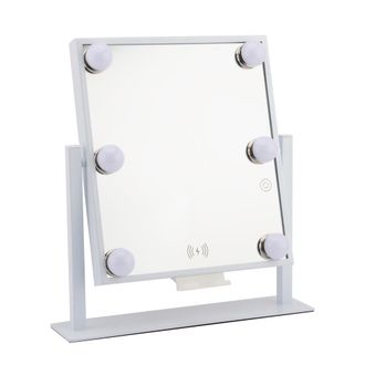 StylPro Musikspiegel mit Bluetooth, integrierte Lautsprecher, kabelloses Aufladen des Telefons, dimmbare Hollywood-Lichter, Verstellbarkeit und Rutschfester B