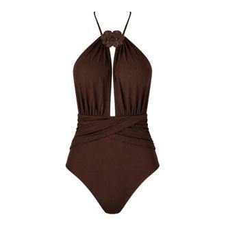 Twinset Femme, Maillots de bain, Brun, Taille: 42 FR Maillot de bain une pi&egrave;ce en satin
