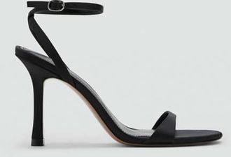Mango Sandales lani&egrave;re talon noir - Femme - 37 - MANGO