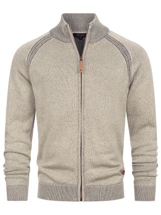 Indicode Herren INMassum Cardigan Strickjacke mit Stehkragen und Rei&szlig;verschluss | &Uuml;bergangsjacke aus Baumwollmix f&uuml;r M&auml;nner Stone, M
