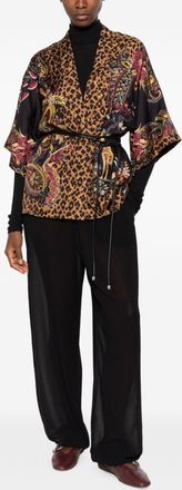 Etro Leopard Print and Paisley Silk Jacket - Tan