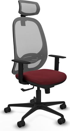 Piqueras y Crespo Hochwertiger Schreibtischstuhl mit 1D-Armen, h&ouml;henverstellbare Lendenwirbelst&uuml;tze und h&ouml;henverstellbares Kopfteil, Grau/Kastanienbraun