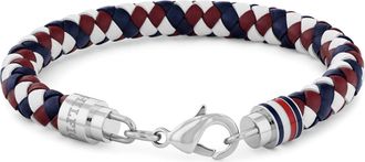 Tommy Hilfiger Jewelry Geflochtenes Lederarmband f&uuml;r Herren Rot, Weiss und Blau - 2790633