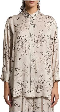 PESERICO Femme, Blouses et Chemises, Beige, Taille: 46 FR Chemise &agrave; imprim&eacute; floral