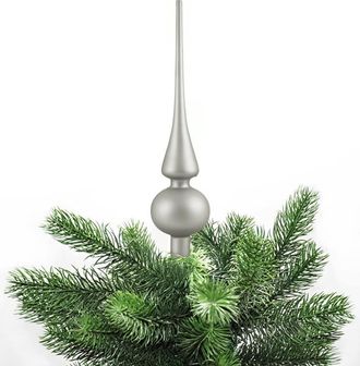 JACK Christbaumspitze Echt Glas 26 x 6 cm Matt Glanz Weihnachtsbaum Spitze Baumspitze Christbaumschmuck Deko, Farbe:Misty Grey Matt